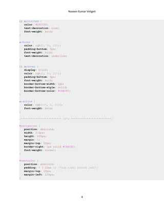 Basic CSS concepts by naveen kumar veligeti | DOCX | Web Design and ...