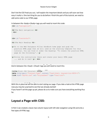 Basic CSS concepts by naveen kumar veligeti | DOCX | Web Design and ...