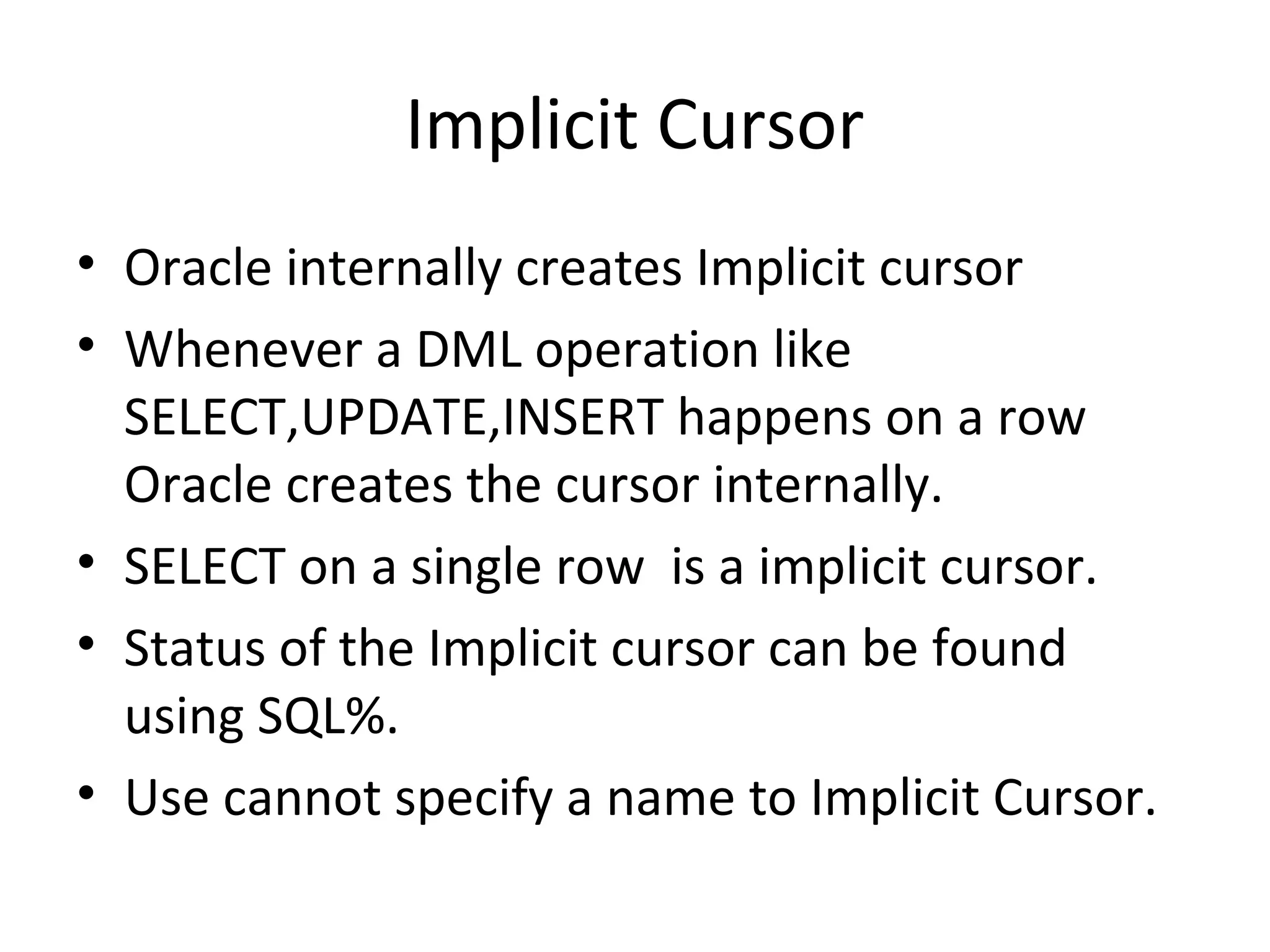 Basic cursors in oracle | PPT