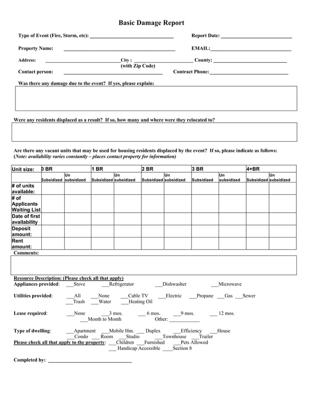 HUD Basic Damage Report | PDF