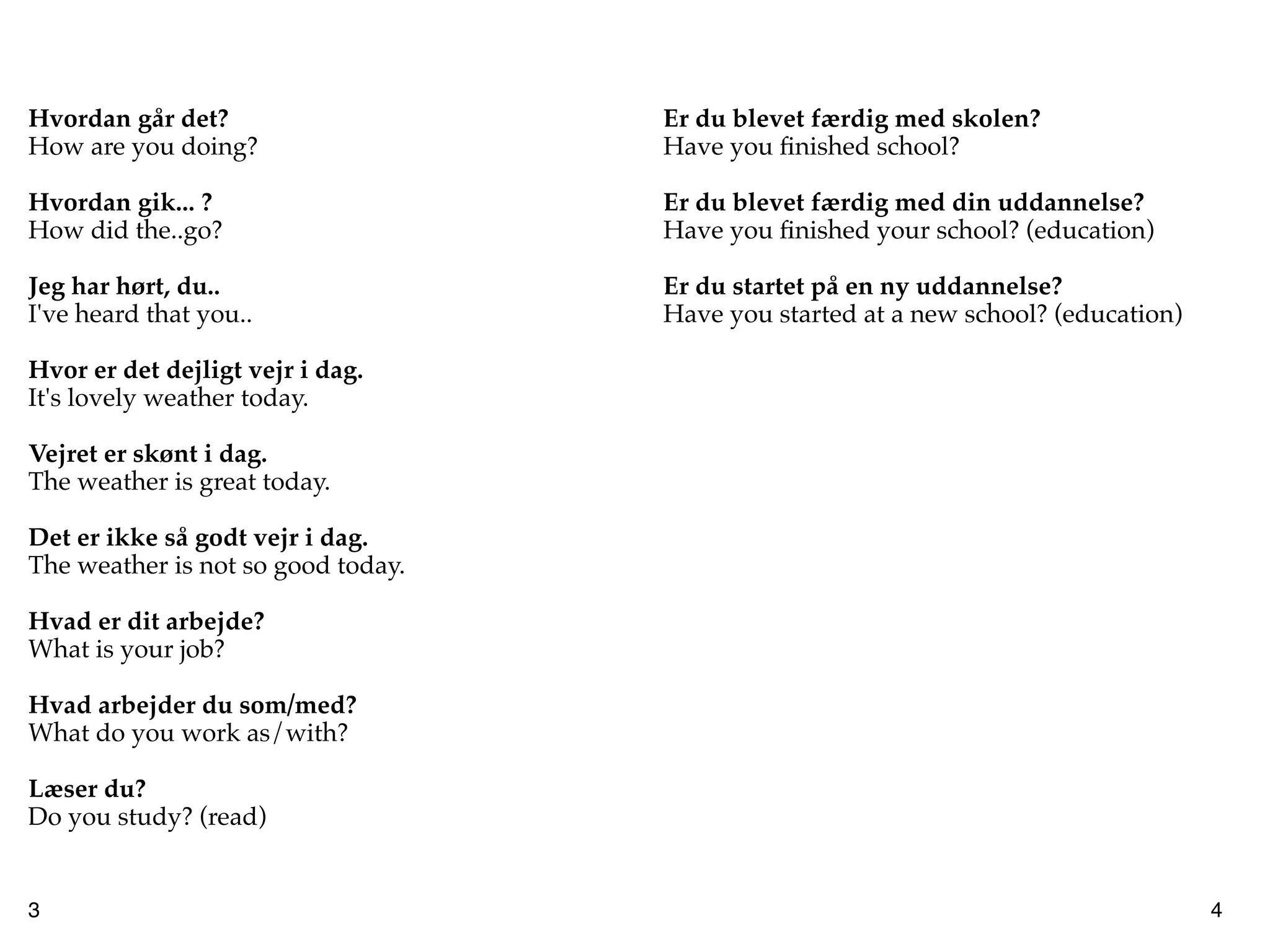 Basic danish phrases | PDF