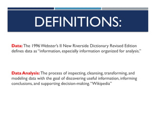 BASIC DATA ANALYSIS USING MICROSOFT EXCEL FOR M&E WORK | PPTX