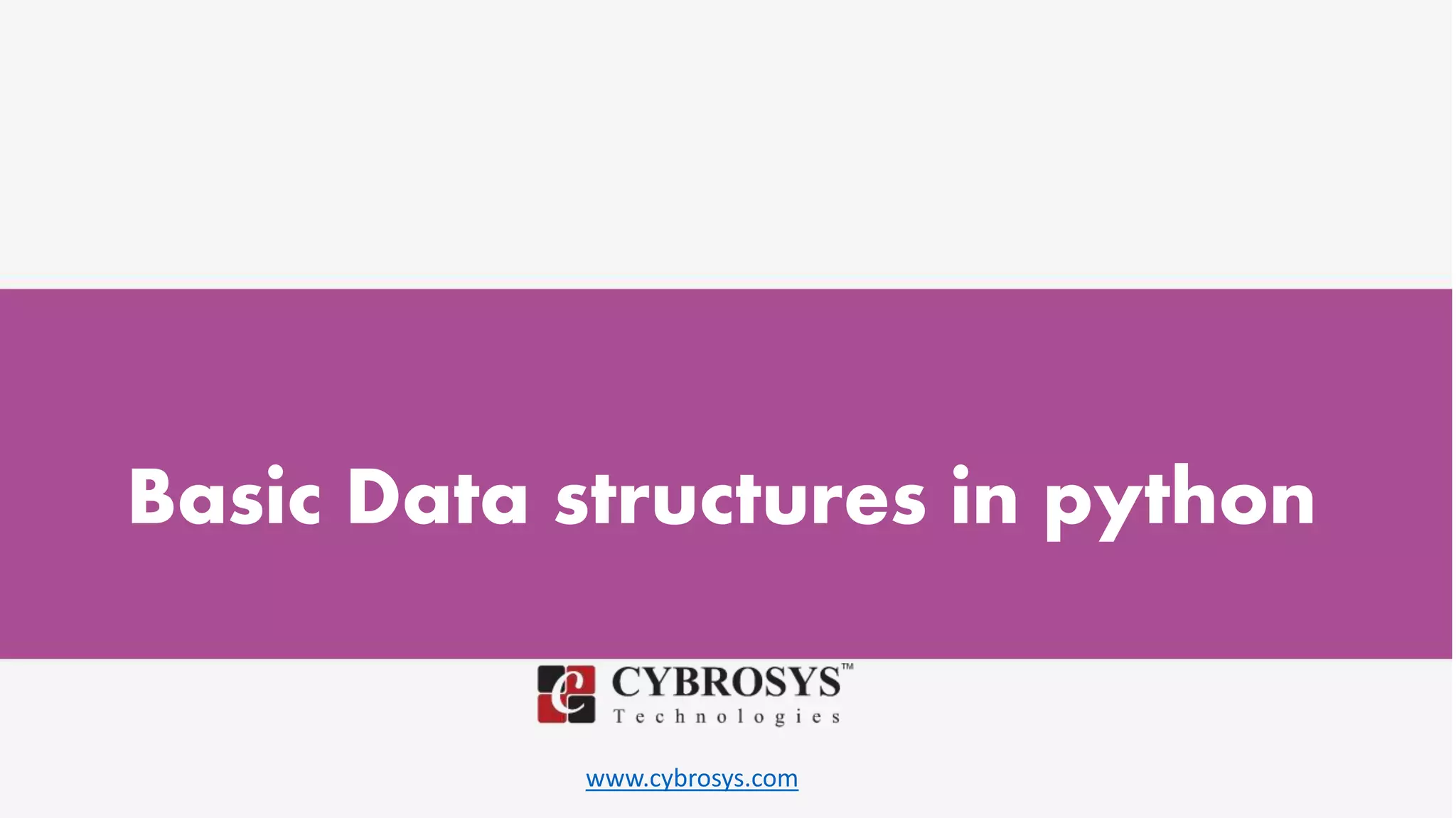 Basic data structures in python | PPT