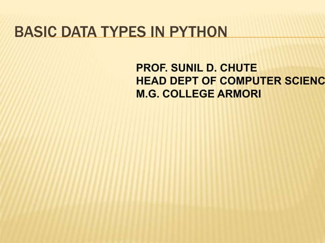 Basic data types in python | PPTX