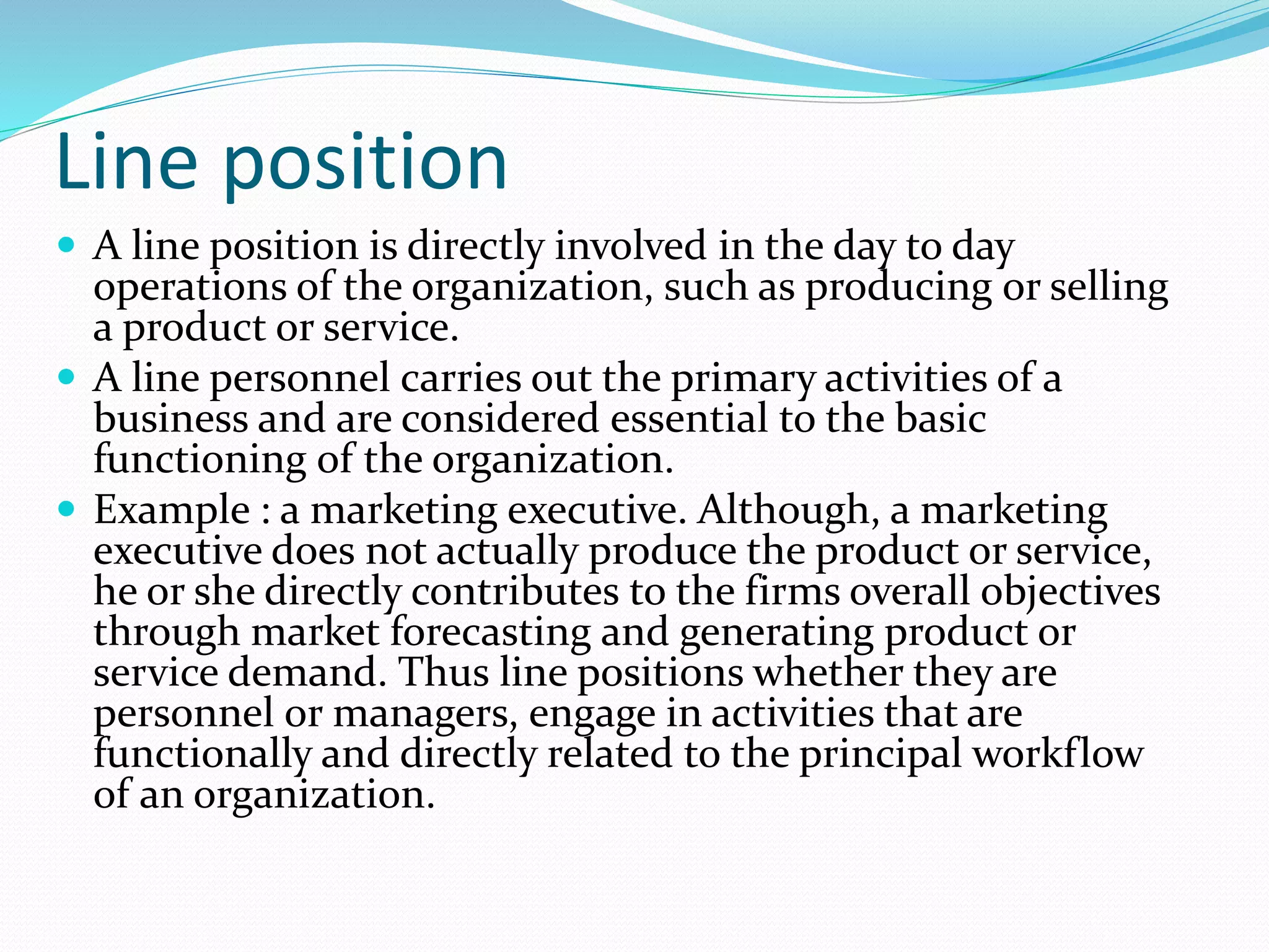 Basic departmentalization, line and staff concept | PPTX