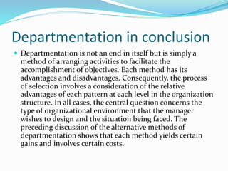 Basic departmentalization, line and staff concept | PPT