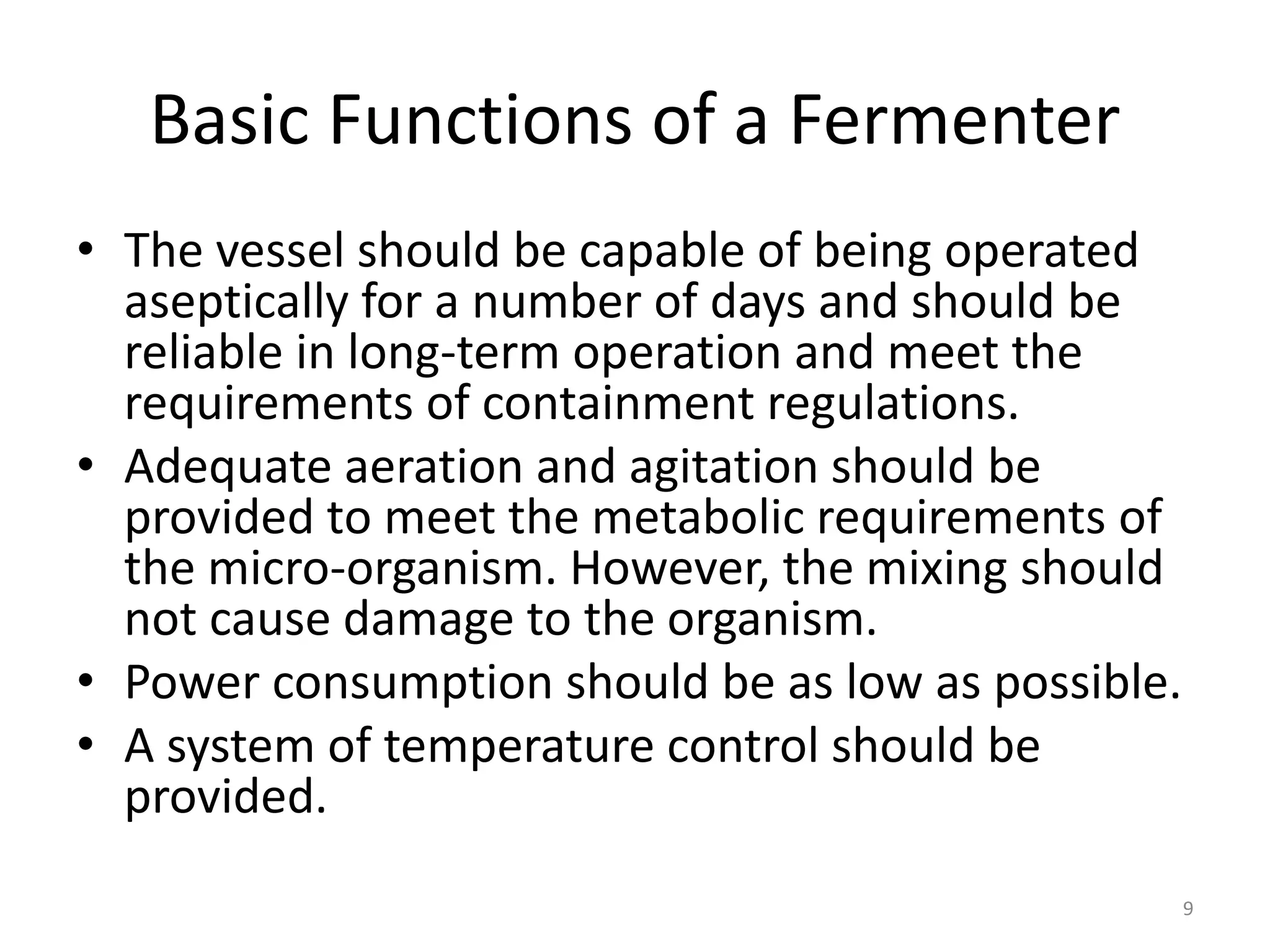 Basic design of a fermenter | PPTX
