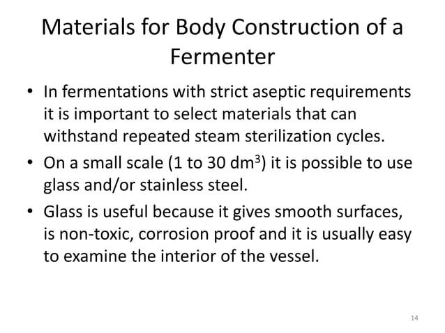Basic design of a fermenter | PPTX