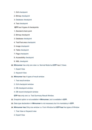 Basic Differences Between Winrunner And Qtp | DOC | Operating Systems | Computer Software and ...