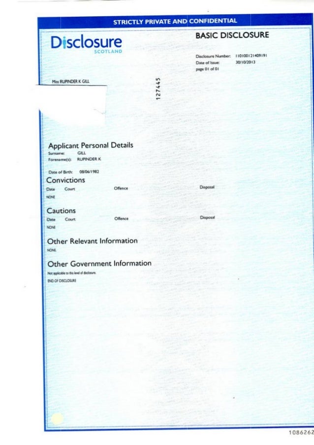 Original Basic Disclosure Certificate Clear Record Original Basic Disclosure Certificate Clear Record