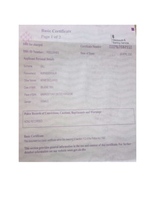 Basic disclosure certificate | PDF