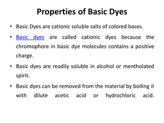 Basic Dye (Full PDF) | Basic Dye | PPTX | Chemistry | Science