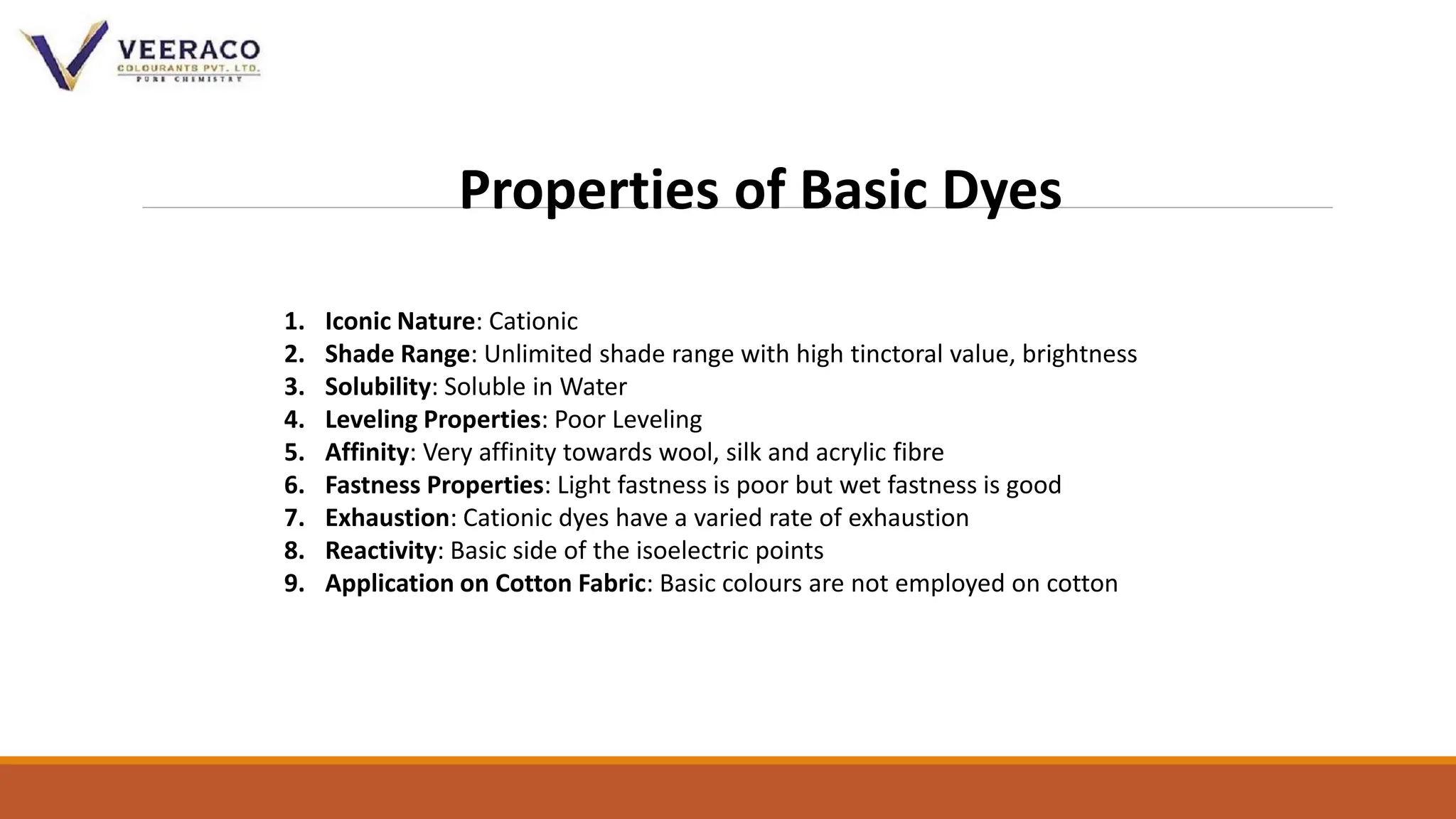 Advantages and Applications of basic dyes | PPTX
