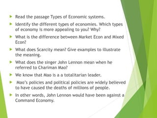 Basic Economic Questions.ppt in English to improve it | PPT