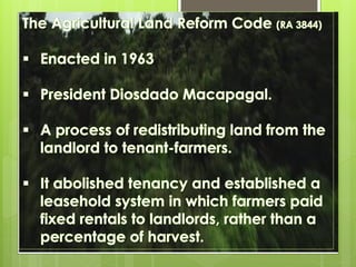 Importance, Aspects and Components of Agrarian Reform | PDF