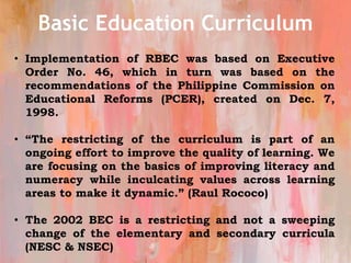 Basic education curriculum | PPTX