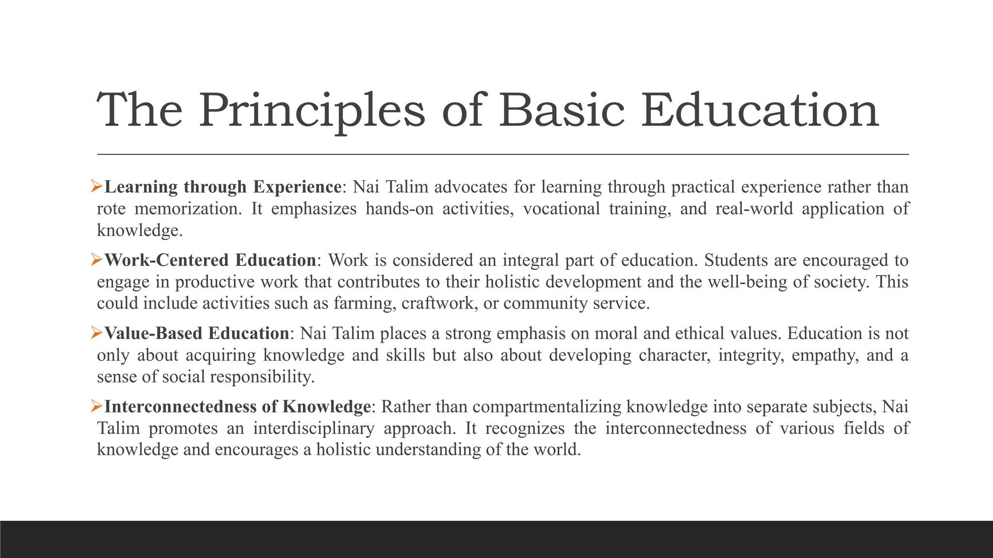 Nai-Talim: Main Principles of Basic education | PPTX