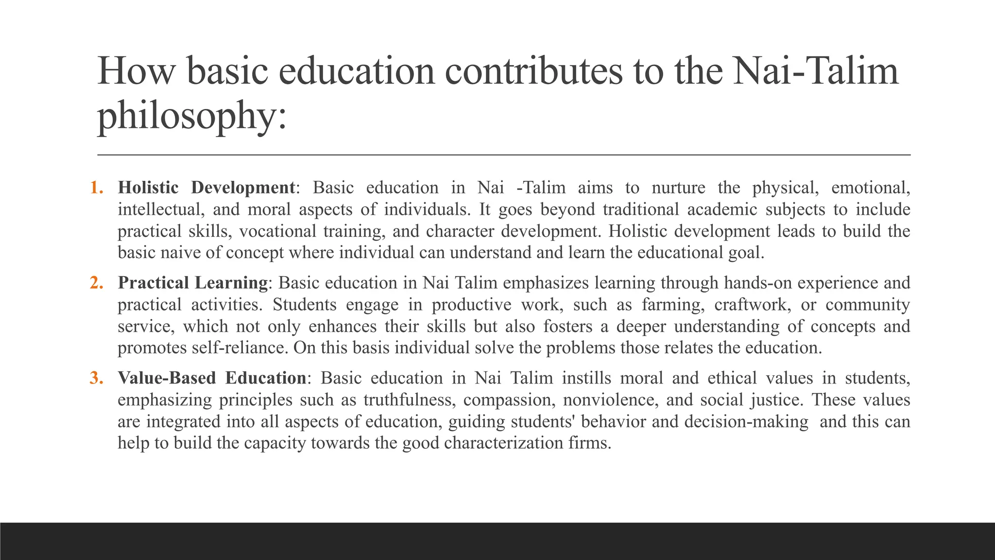 Nai-Talim: Main Principles of Basic education | PPTX