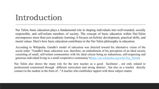 Nai-Talim: Main Principles of Basic education | PPTX