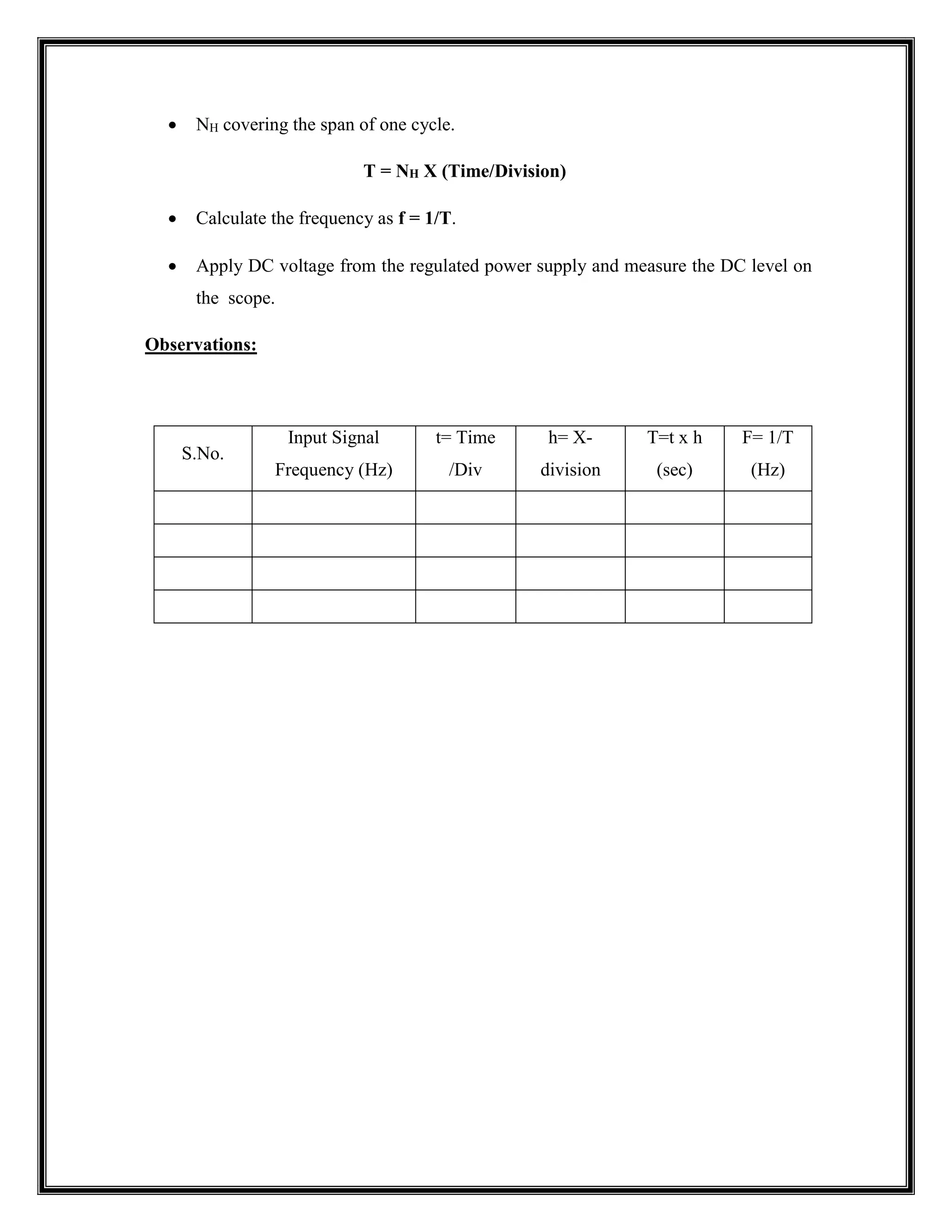 Study of CRO and measusre the voltage and frequency | PDF