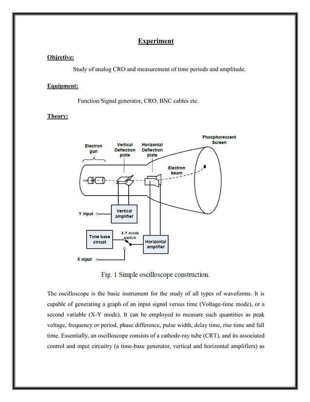 Study of CRO and measusre the voltage and frequency | PDF