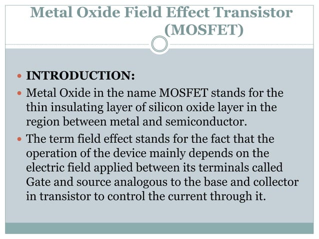 MOSFET AND JFET | PPTX | Consumer Electronics | Technology & Computing