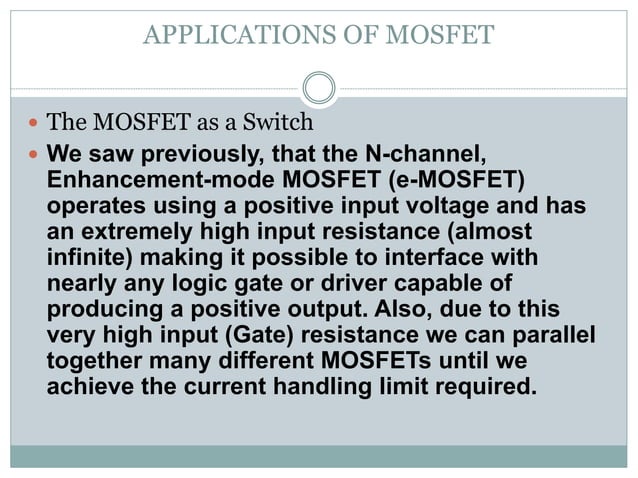 MOSFET AND JFET | PPTX | Consumer Electronics | Technology & Computing