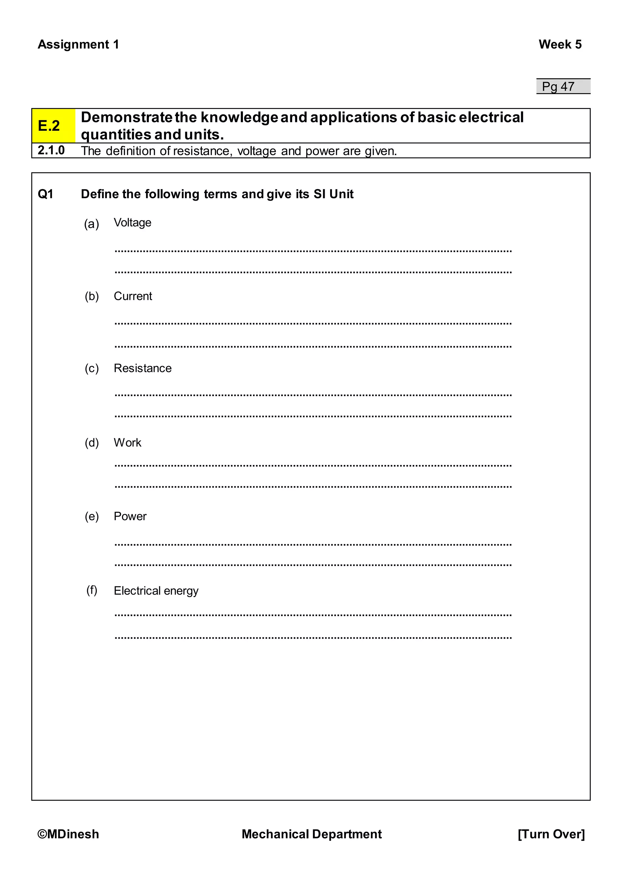 Basic electrical and electronic principles | DOCX