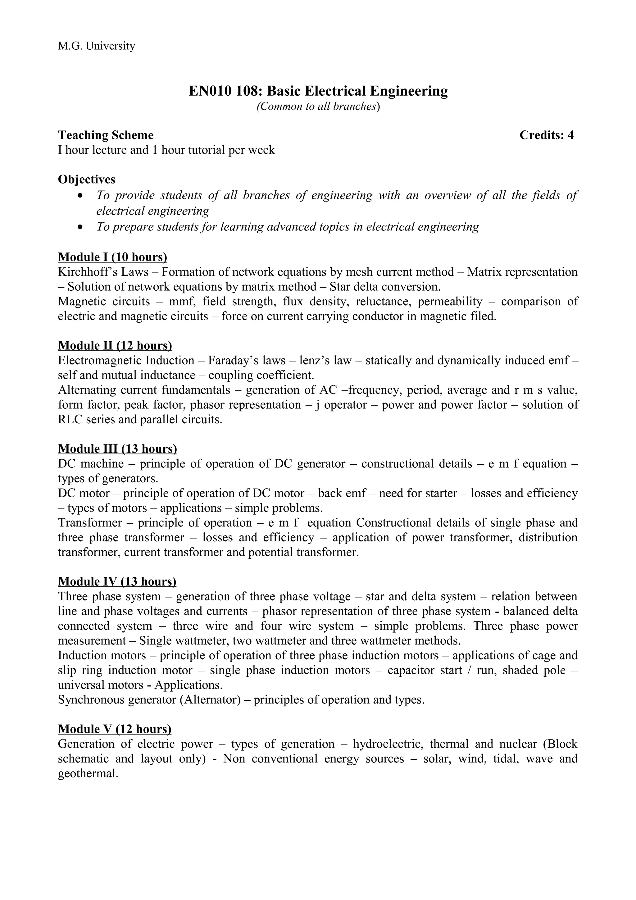 Basic electrical engineering | DOC | Physics | Science