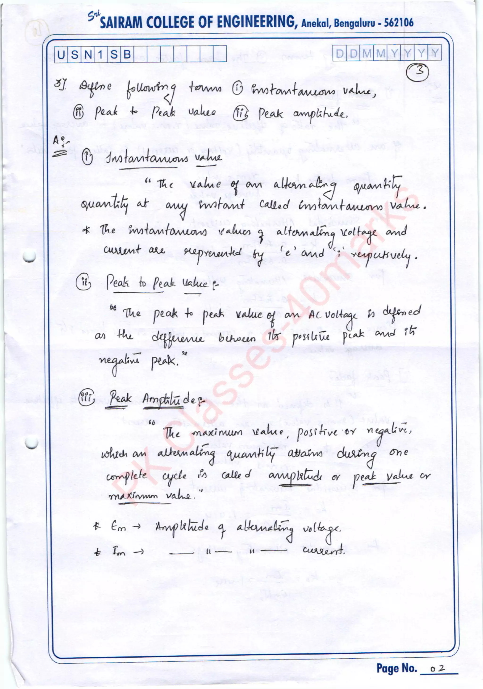 Basic Electrical Engineering Short notes | PDF