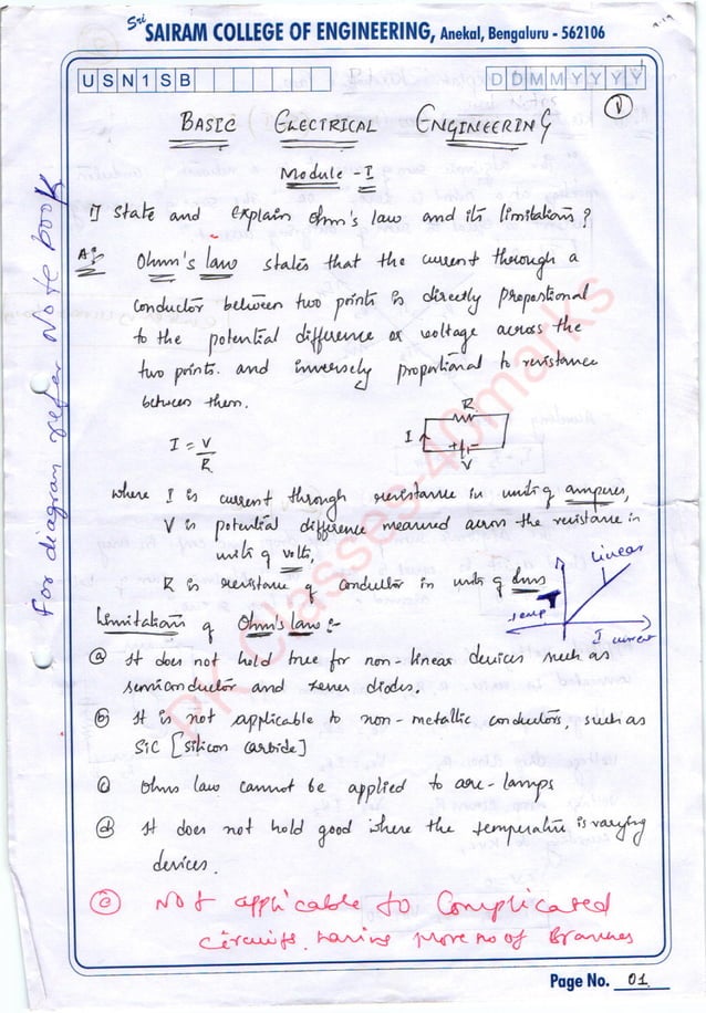 Basic Electrical Engineering Short notes | PDF