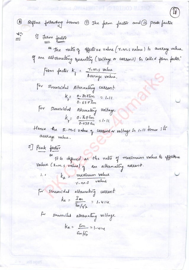 Basic Electrical Engineering Short notes