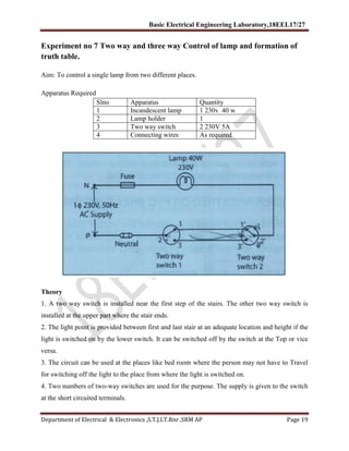 Basic electrical lab manual vtu | PDF
