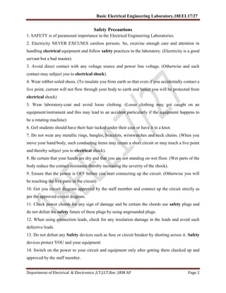 Basic electrical lab manual vtu | PDF