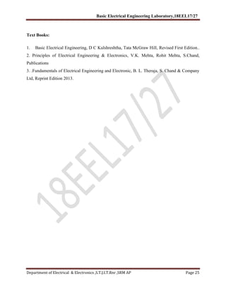 Basic electrical lab manual vtu | PDF