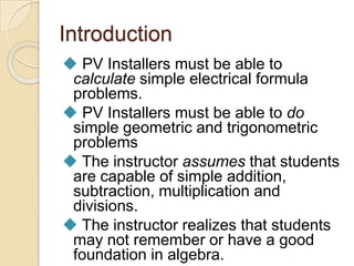Basic electrical math | PPSX | Chemistry | Science