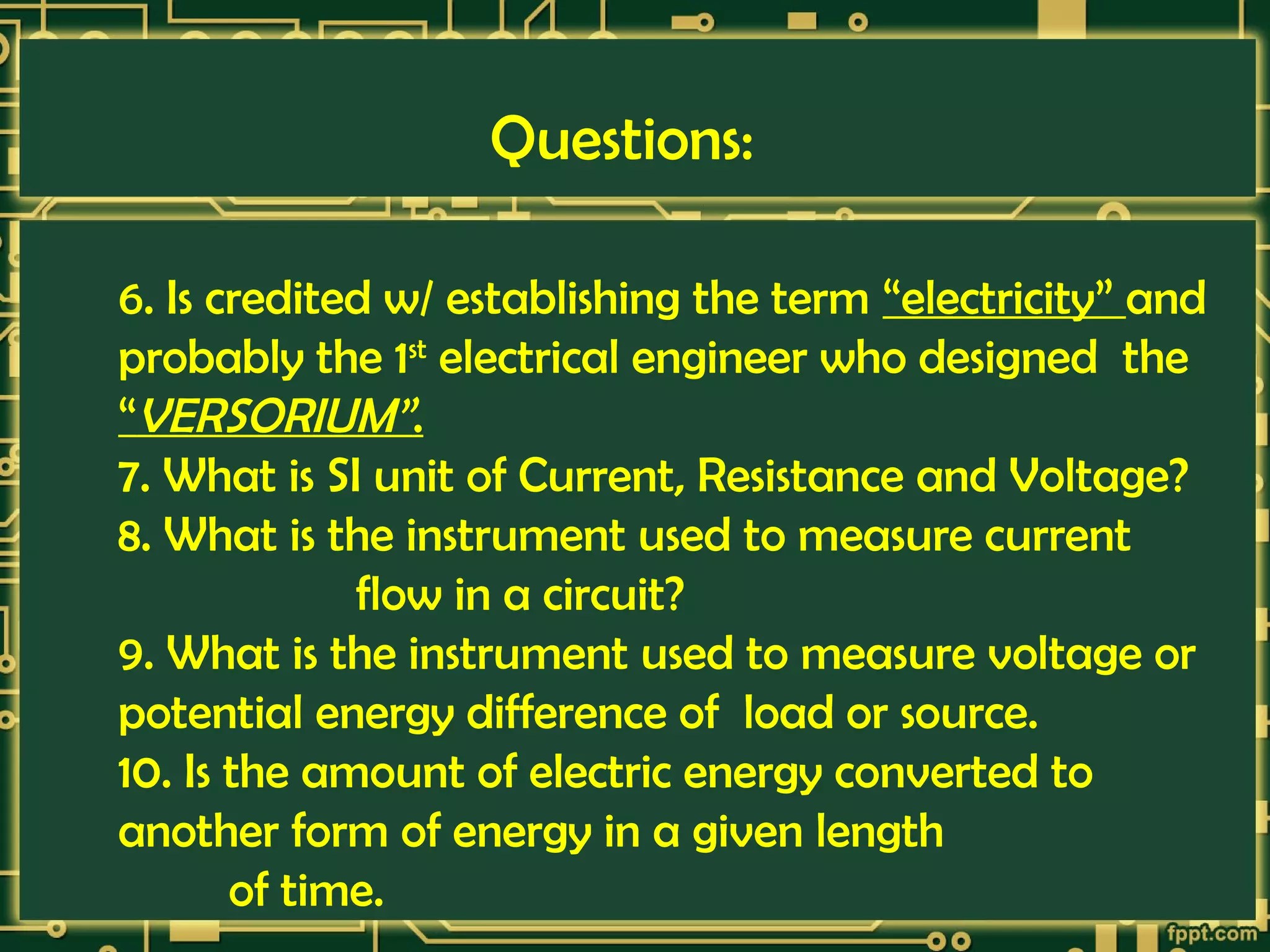Basic electrical quantities | PPT