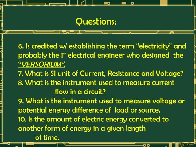Basic electrical quantities | PPT | Physics | Science