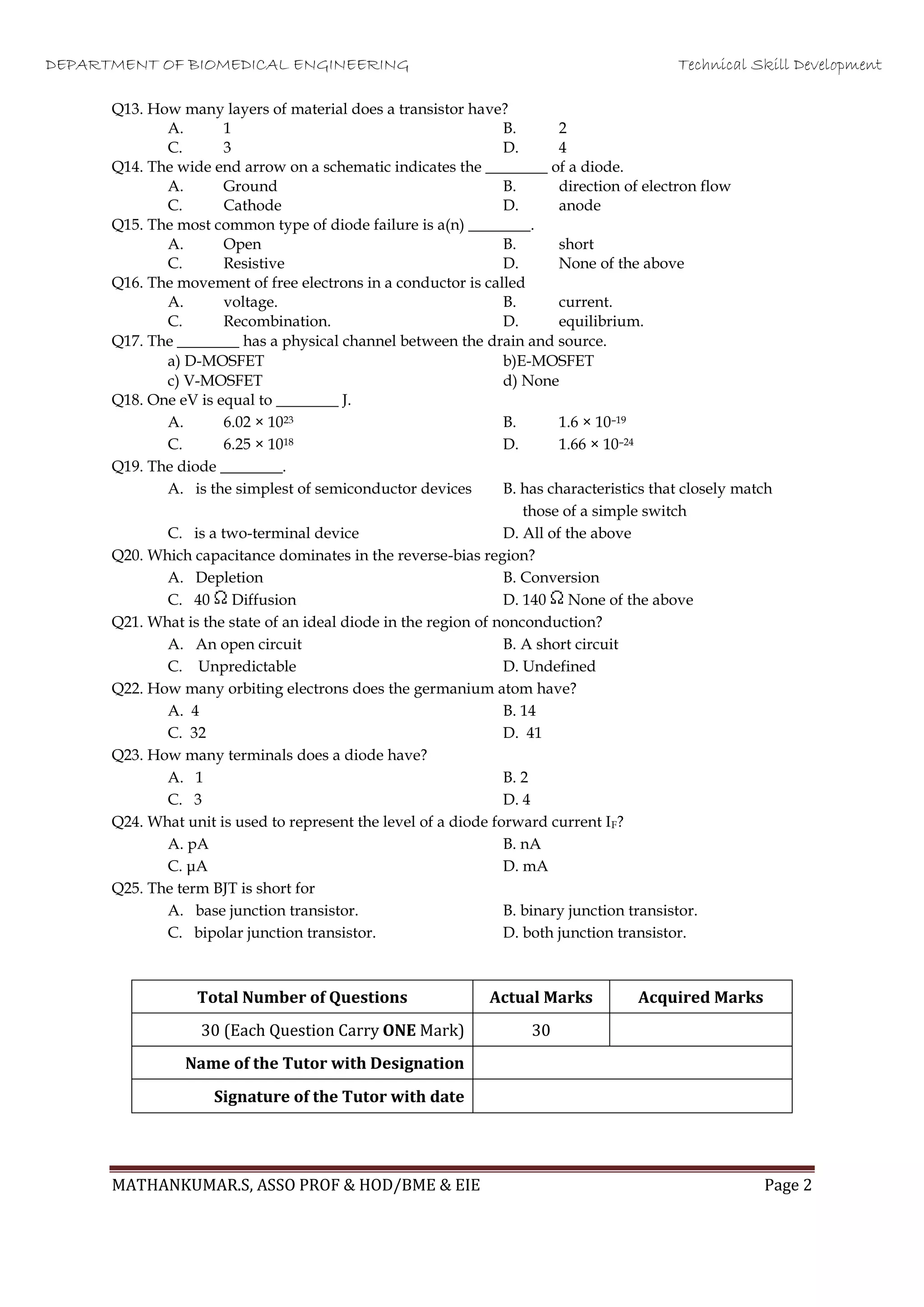 Basic Electron Devices (Multi-Choice Questions) - Mathankumar.S (VMKVEC ...