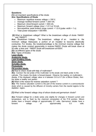 Basic electronic lab no 1 sap 27494 | PDF