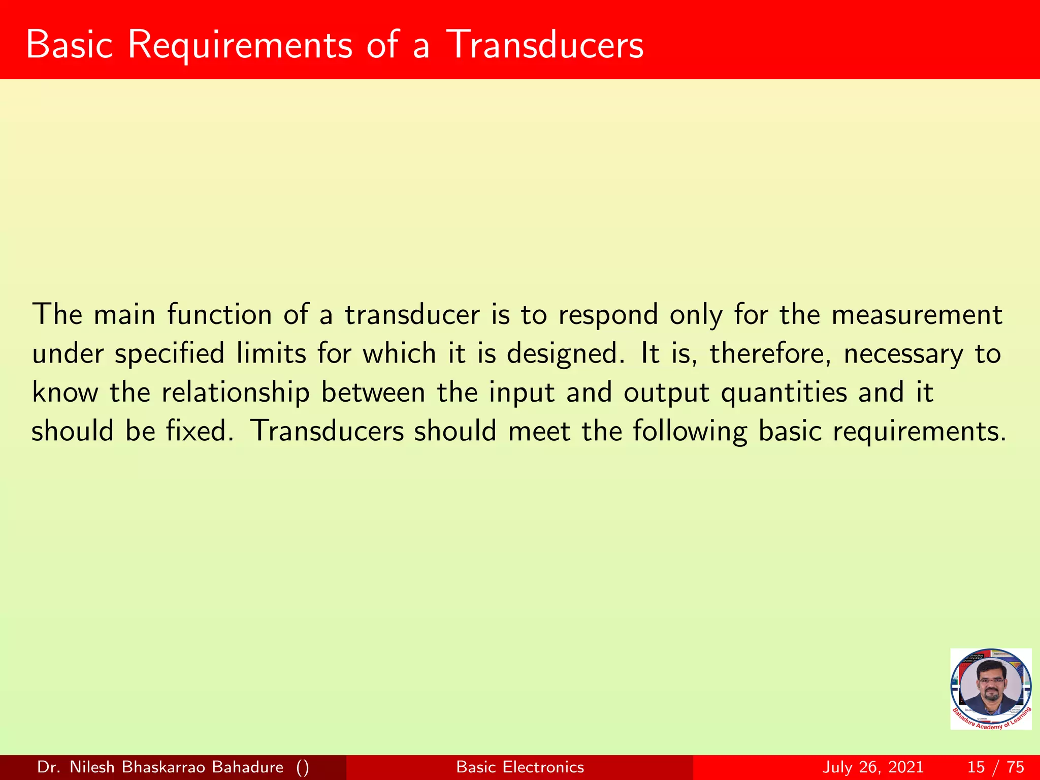 Basic Electronics Electrical Transducers | PDF