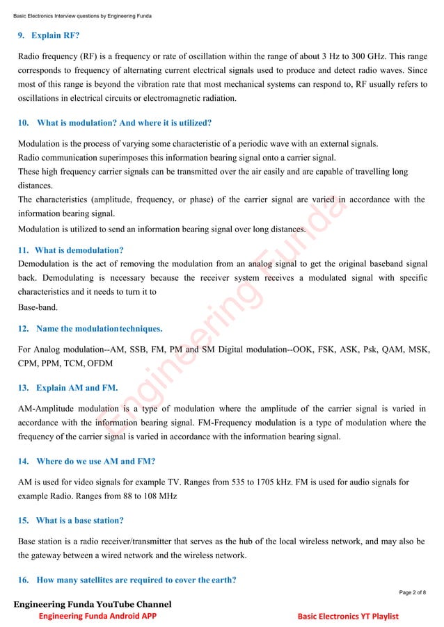 Basic Electronics Interview Questions.pdf | Digital Audio | Computer ...