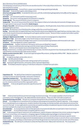 Basic electronics terms and definitions | DOCX