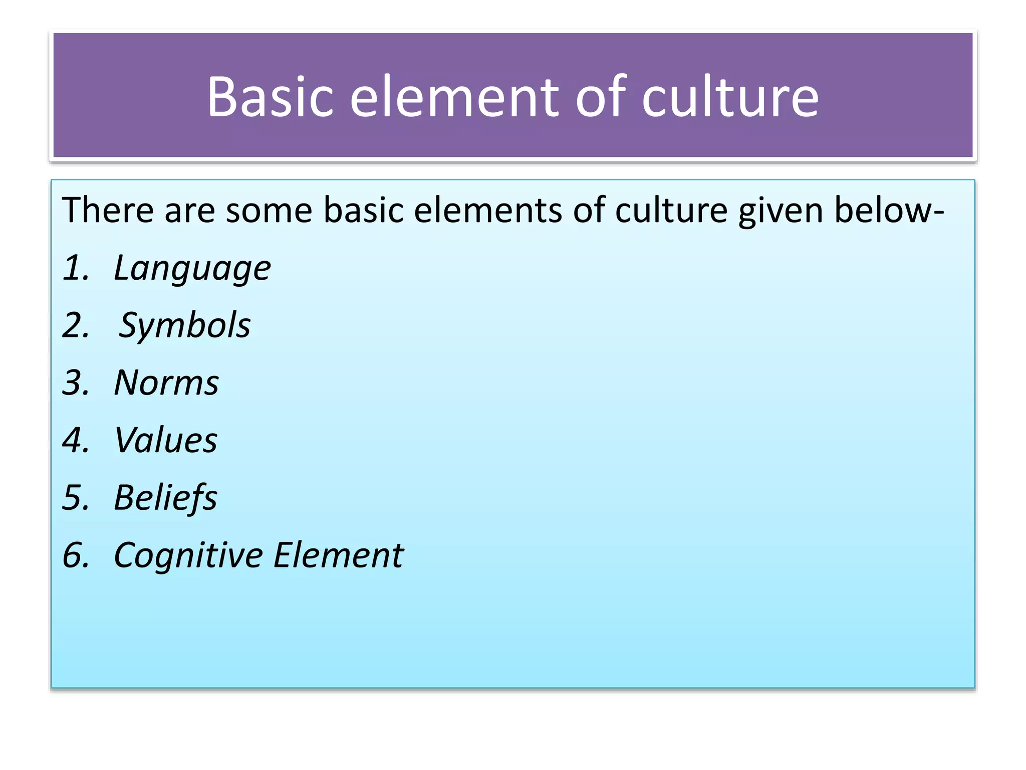 Basic element of culture | PPTX