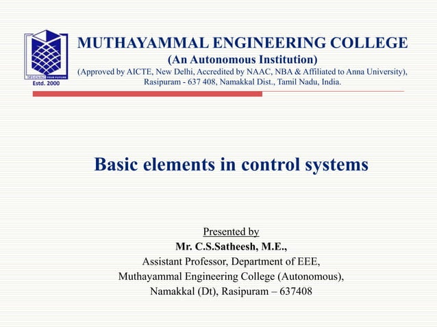 Basic elements in control systems | PPT