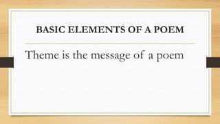 Grade 7 Lesson Basic elements of a poem | PPTX