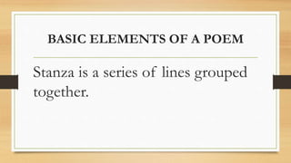 Grade 7 Lesson Basic elements of a poem | PPTX
