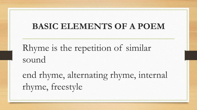 Grade 7 Lesson Basic elements of a poem | PPTX