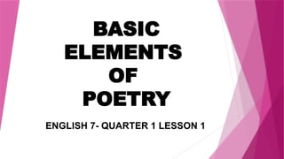 ENGLISH 7 LESSON_QUARTER 1BASIC ELEMENTS of POETRY | PPTX