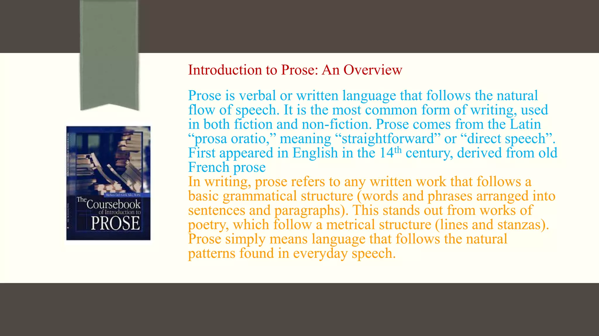 Basic Elements of Prose | PPTX